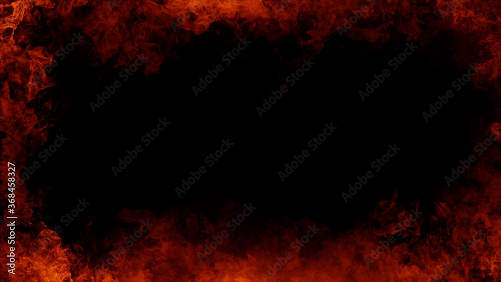 Frame of real fire flames burn motion smoke . Border isolated texture ...