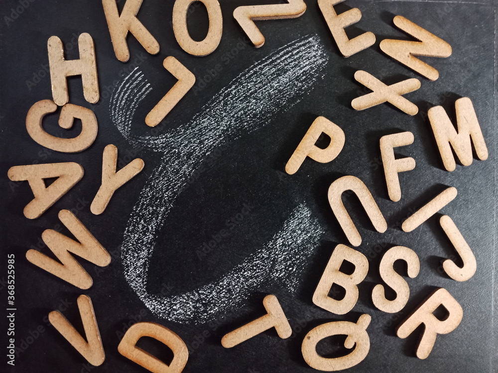 English alphabet letter text collection on black board. Stock Photo ...