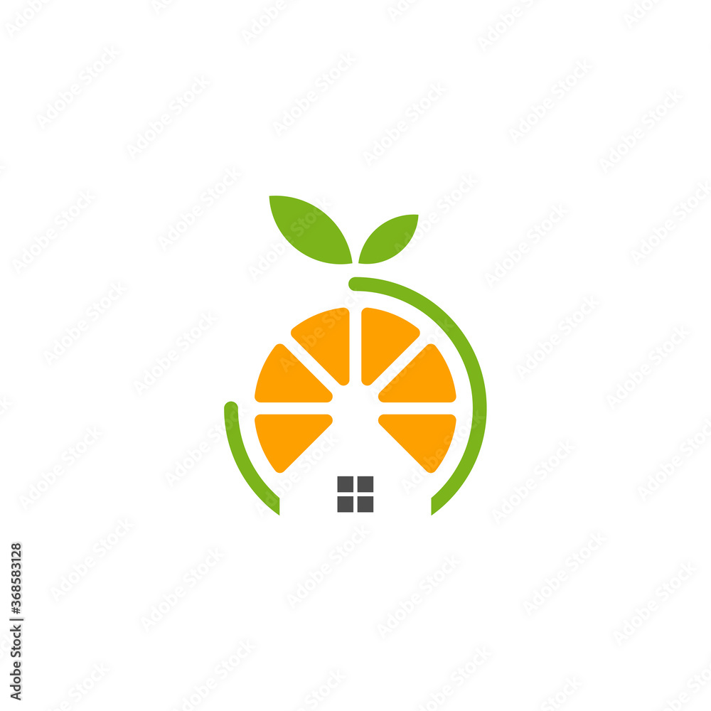 House with Modern fresh orange logo vector illustration, Fresh Orange ...