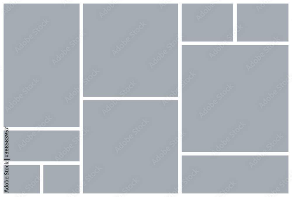 Photo collage template. Mood board. Vector. Mosaic frame banner ...