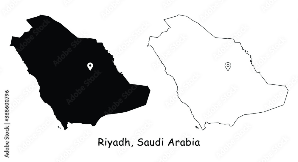 Riyadh, Saudi Arabia. Detailed Country Map with Location Pin on Capital ...