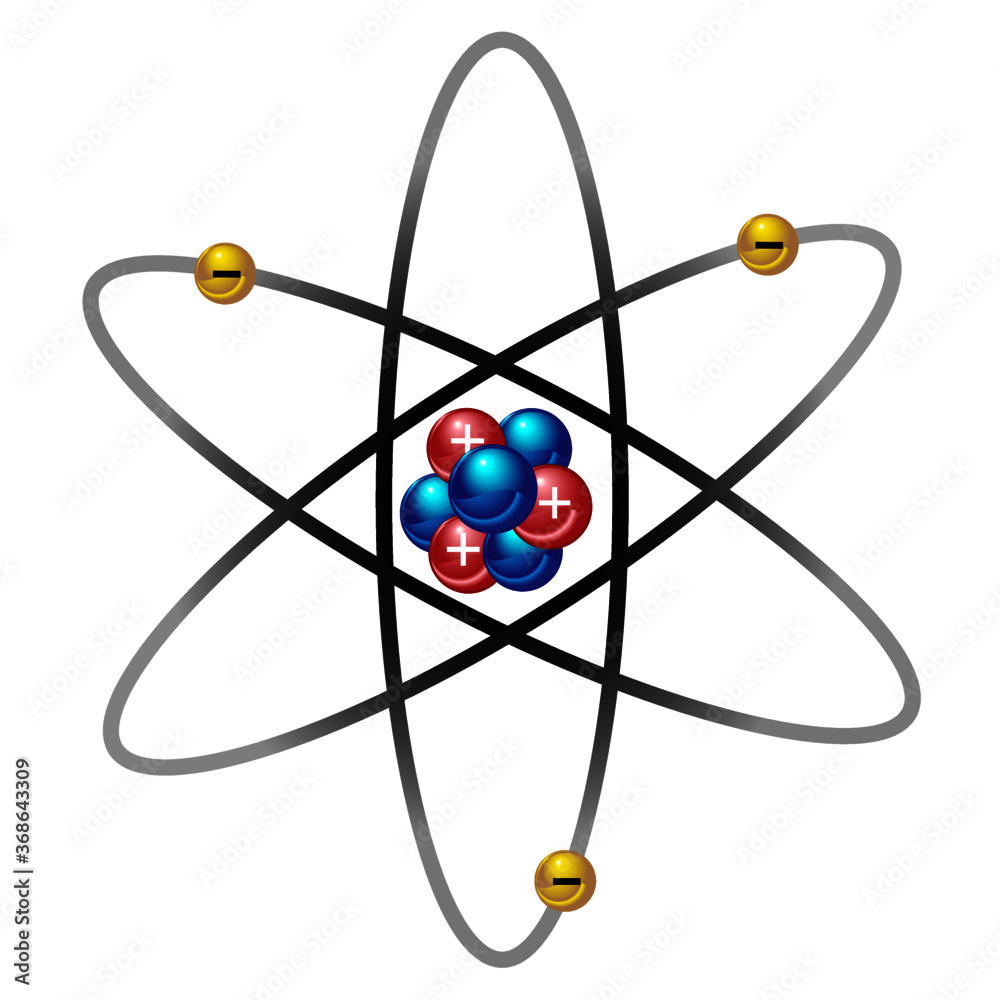 The nucleus of an atom showing protons, neutrons and electrons. This ...