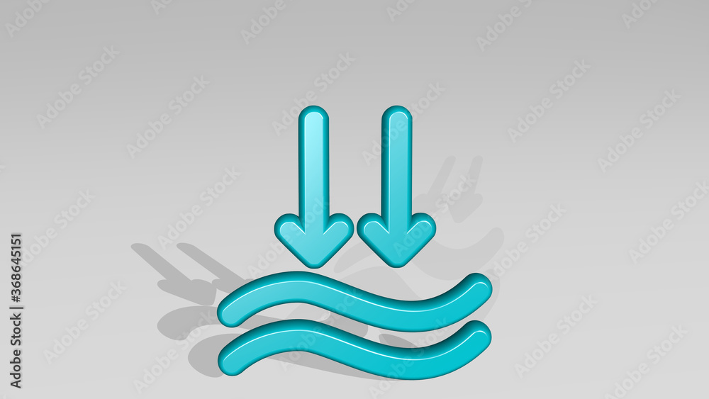 NATURAL DISASTER WATER LEVEL FALL from a perspective with the shadow. A ...