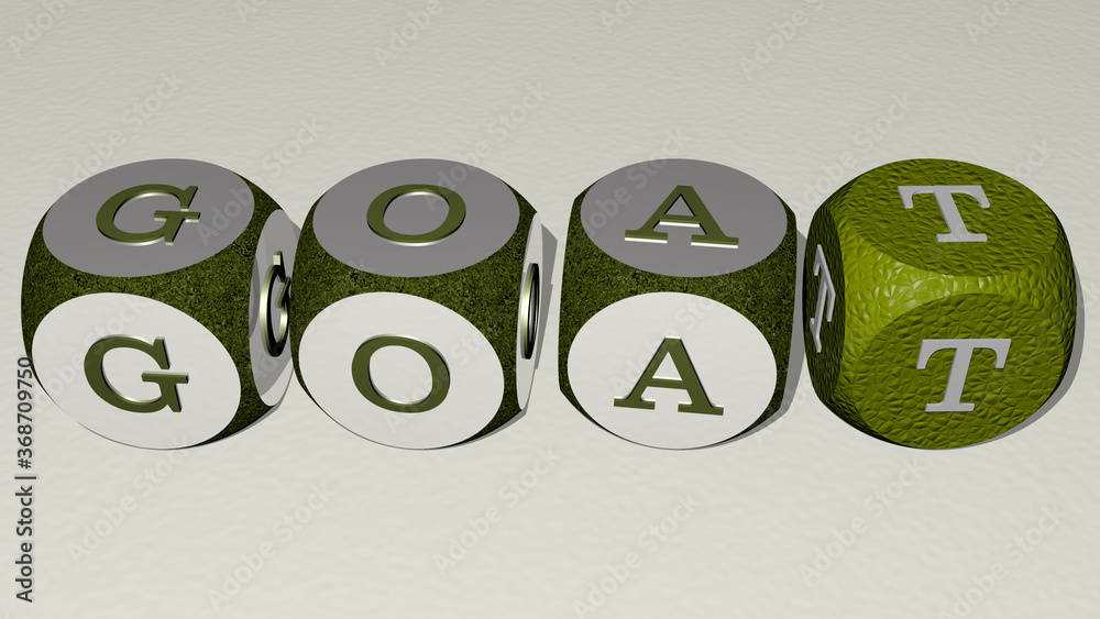 combination of GOAT built by cubic letters from the top perspective ...