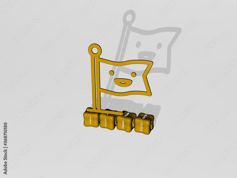 Ilustración de Stock 3D graphical image of flag vertically along with ...