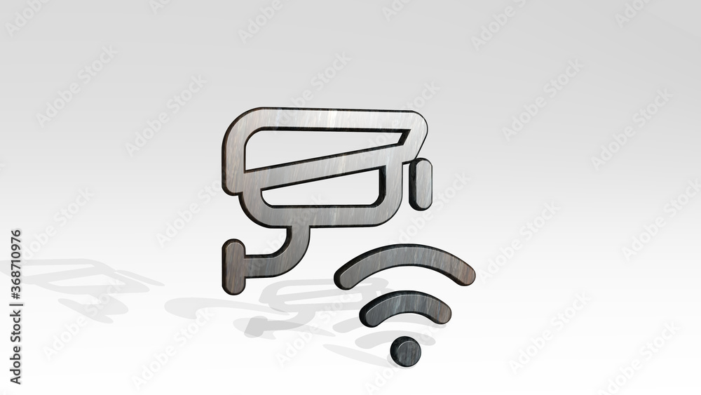 surveillance cctv wifi casting shadow with two lights. 3D illustration ...