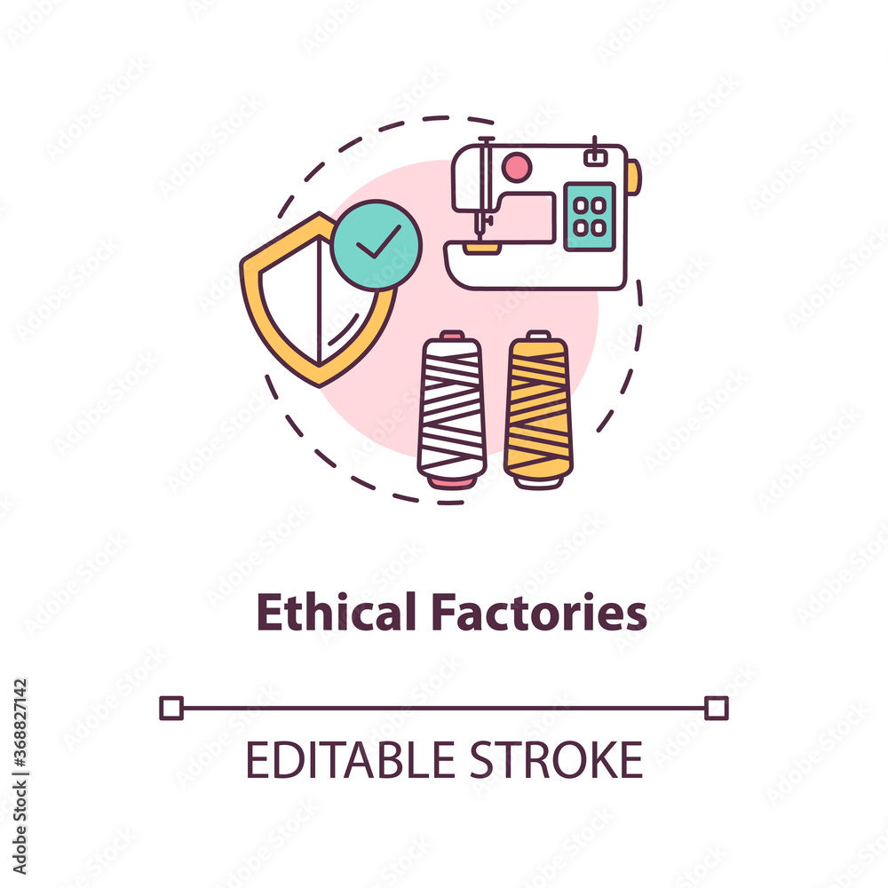 Ethical factories concept icon. Textile supplier. Zero waste ...