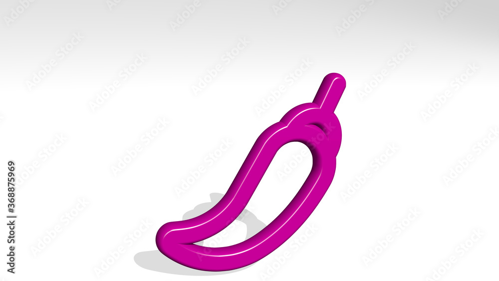 SEASONING CHILLI stand with shadow. 3D illustration of metallic ...