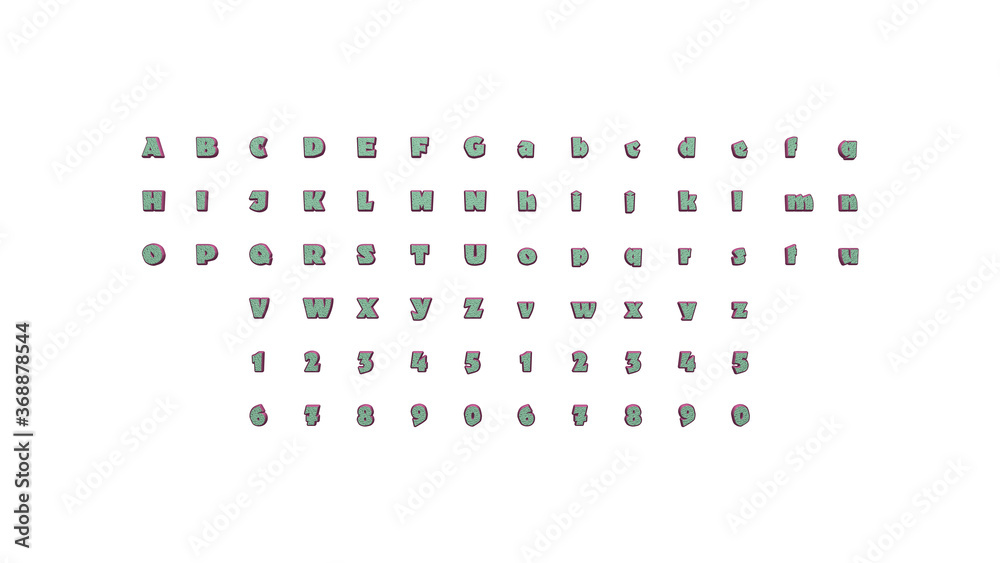 Full set of English alphabets in 3D illustrations which matching ...
