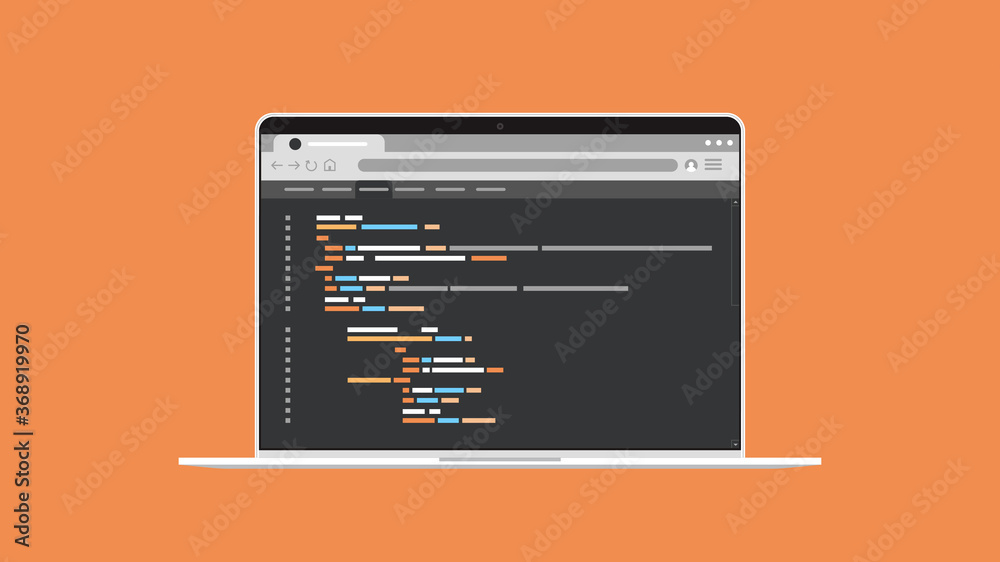 software source programming code on laptop screen developing coding ...