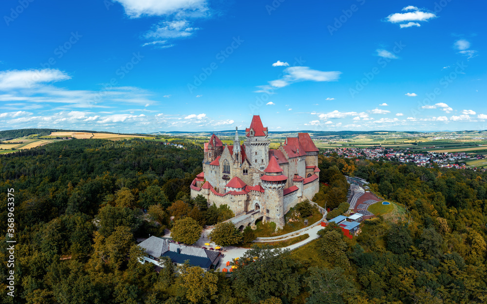 Burg Kreuzenstein from the Sky. Kreuzenstein Castle ist one of the most ...