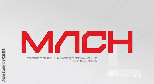 Mach, a bold and modern futuristic typeface alphabet font. vector ...