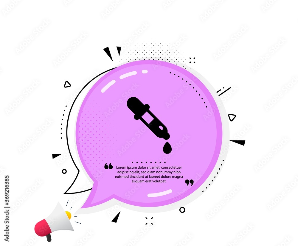 Chemistry pipette icon. Quote speech bubble. Laboratory sign. Analysis ...