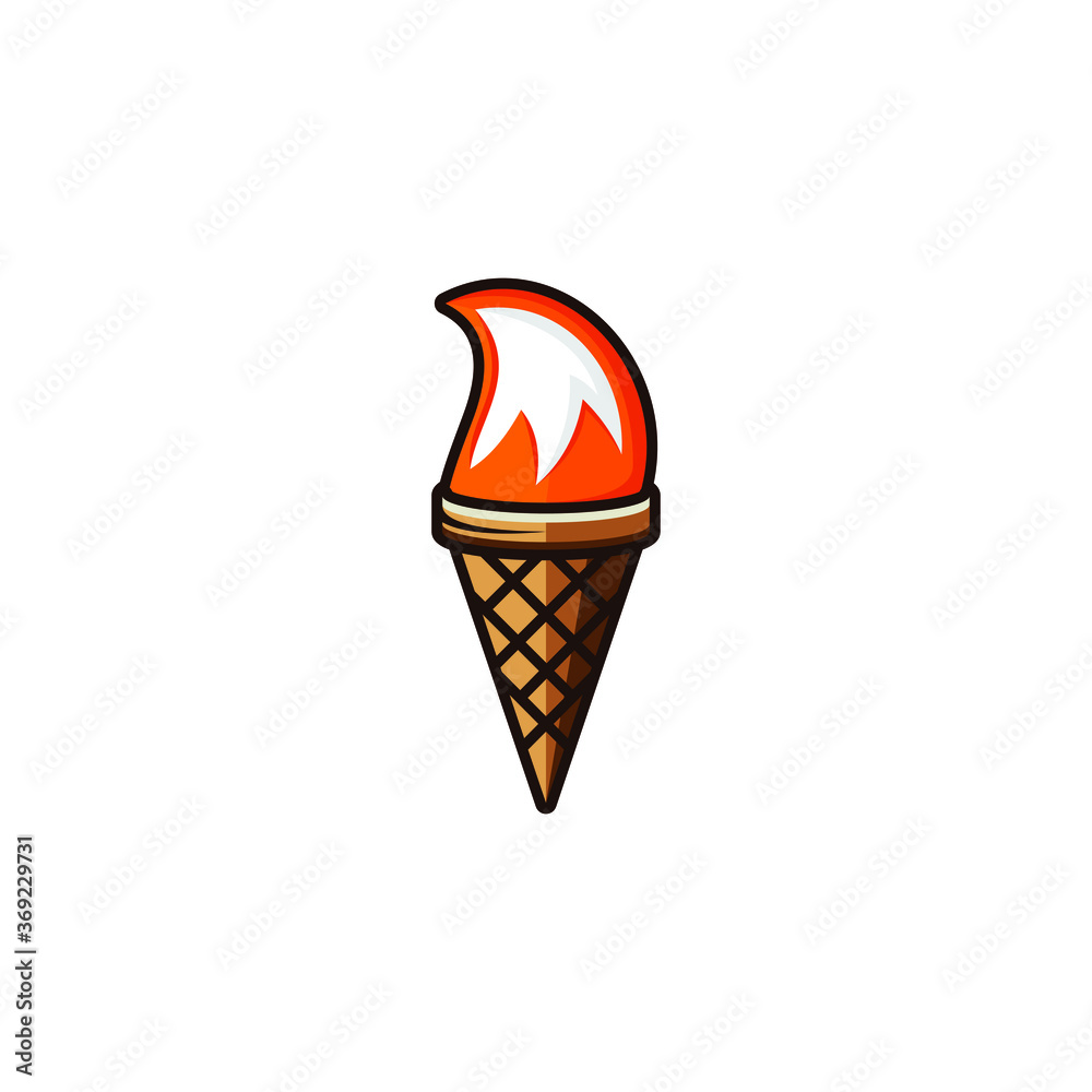 Ice Fox Fire Abstract Creative Modern Logo, fox tail ice cream logo ...