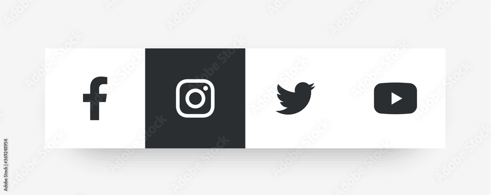 Popular social Bar-buttons: Facebook, Instagram, Twitter, YouTube ...