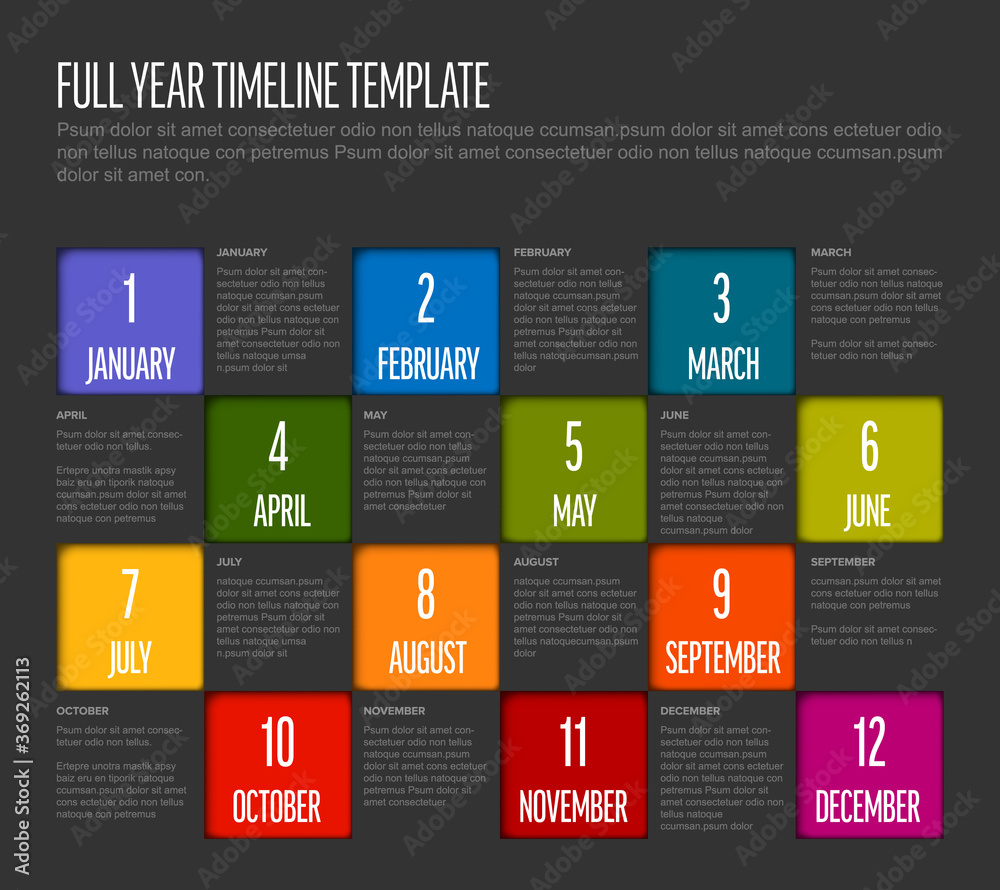 Infographic full year timeline template Stock Vector | Adobe Stock