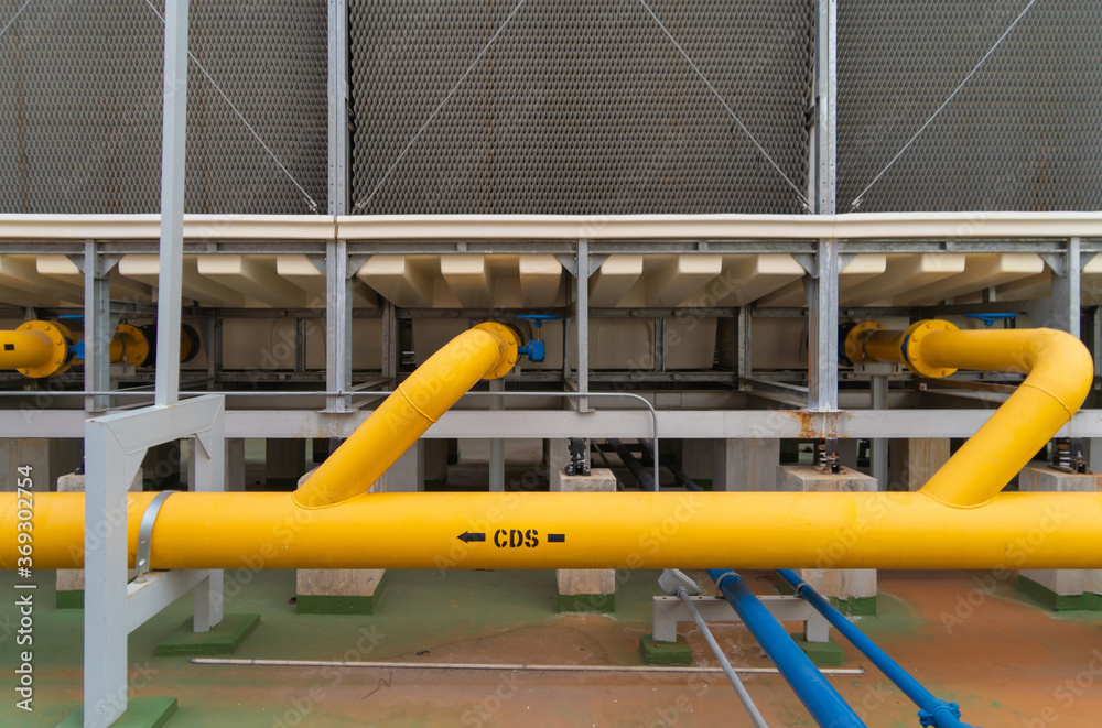 Chiller tower or cooling tower on rooftop of a office building. System ...