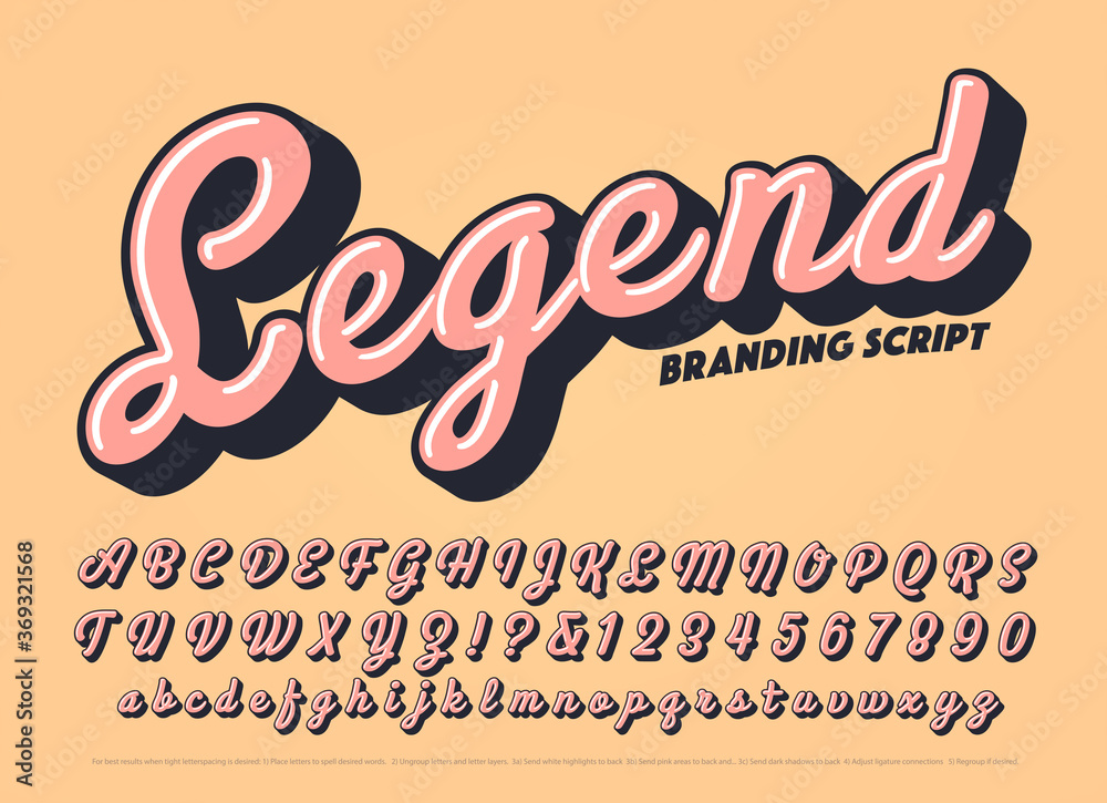 Vector Bold Script Alphabet. Legend Font is a Cursive Branding ...