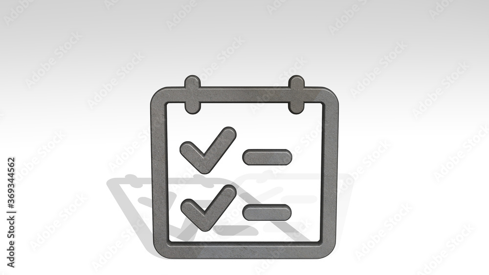 NOTES CHECKLIST FLIP casting shadow with two lights. 3D illustration of ...