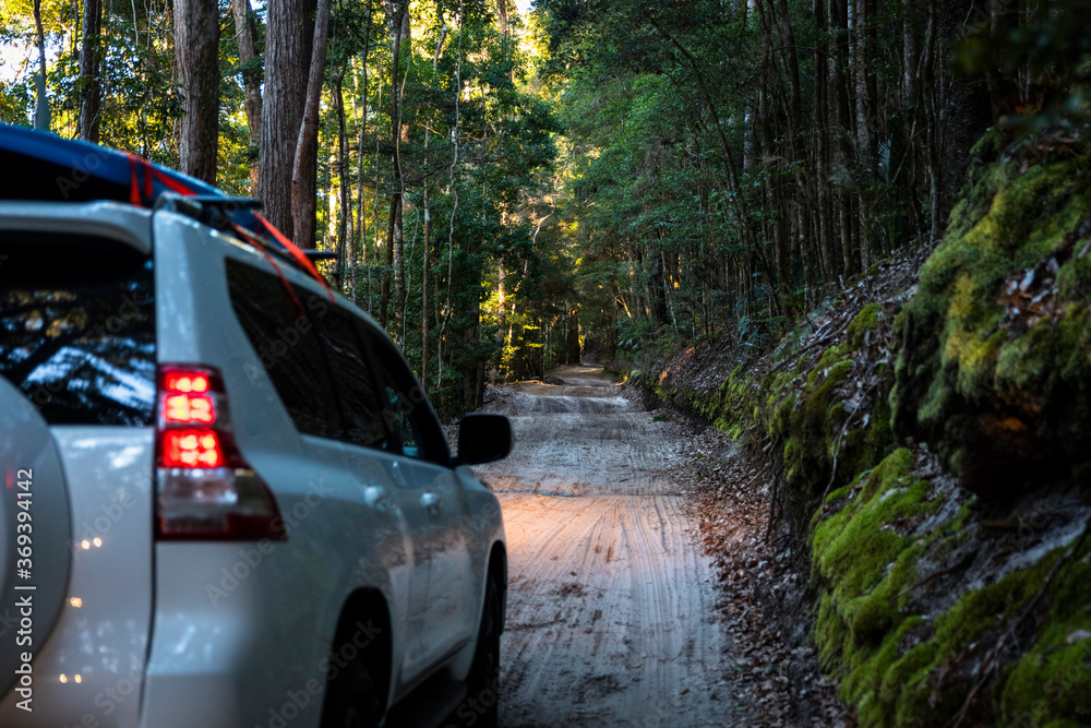 Off road vehicle in rainforest Stock Photo | Adobe Stock