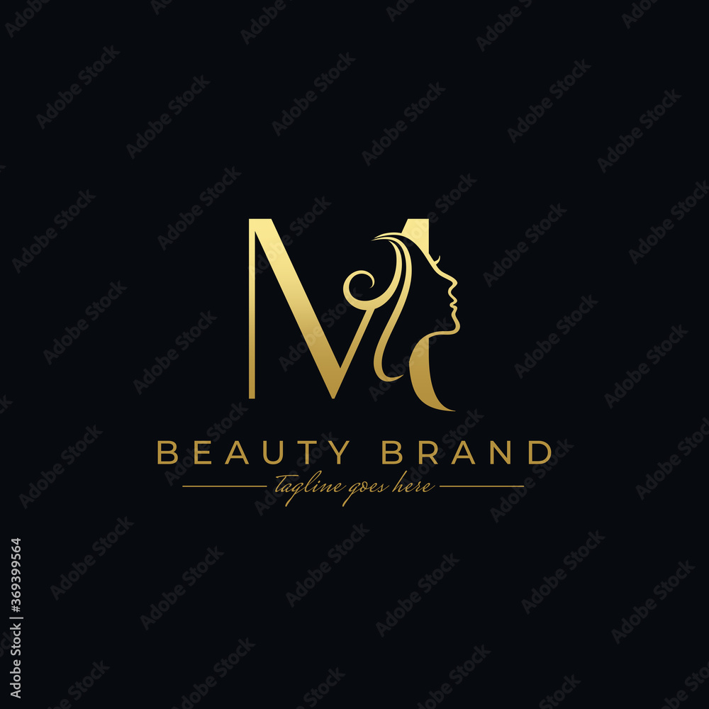 Letter M Beauty Face, Hair Salon Logo Design Stock Vector | Adobe Stock