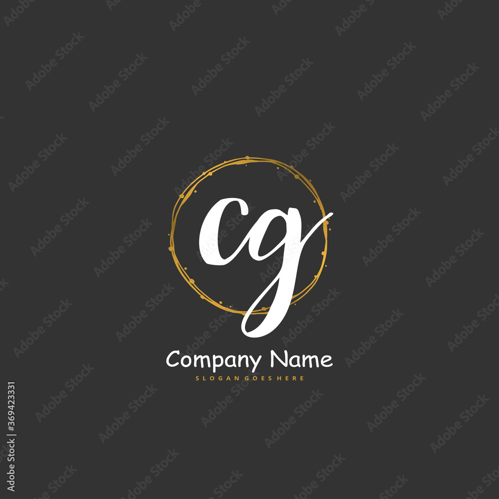 C G CG Initial handwriting and signature logo design with circle ...