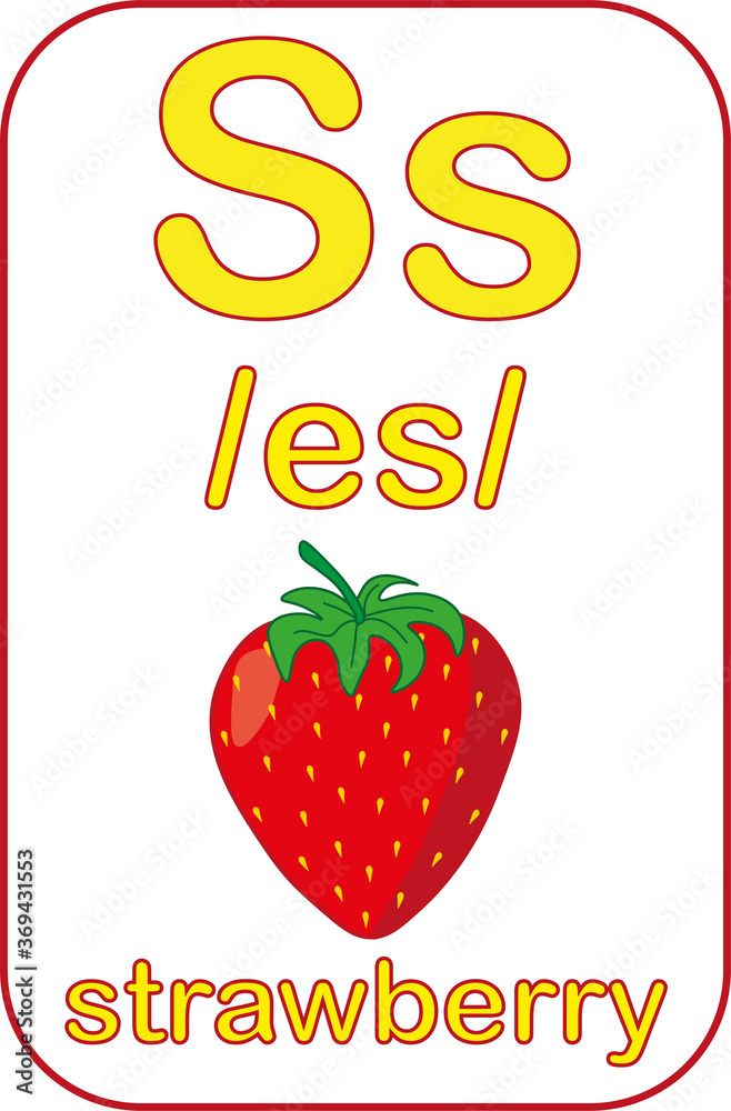 Letter S. Alphabet tutorial cards collection. Vector illustration ...