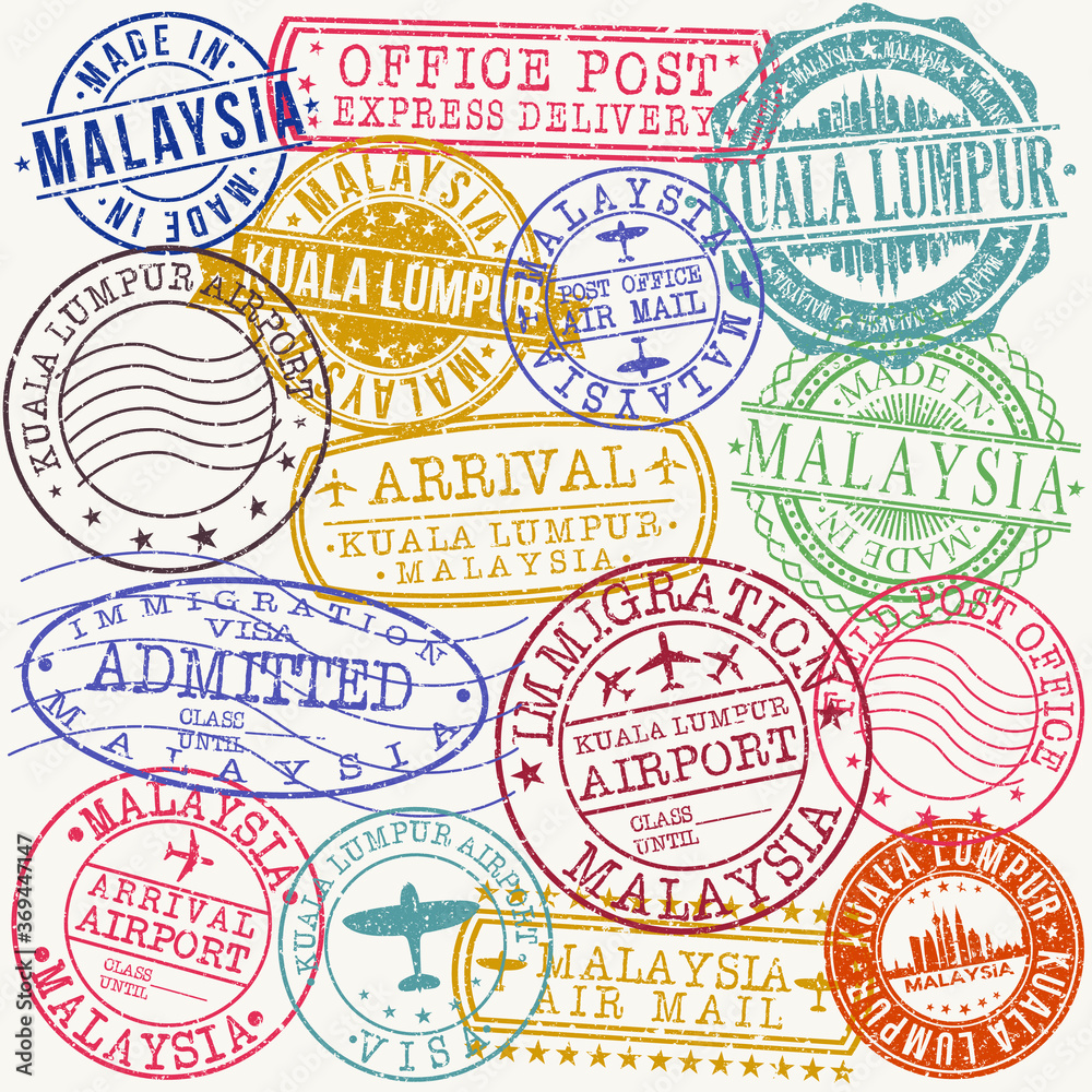 Kuala Lumpur Malaysia Stamp Vector Art Postal Passport Design Badge ...