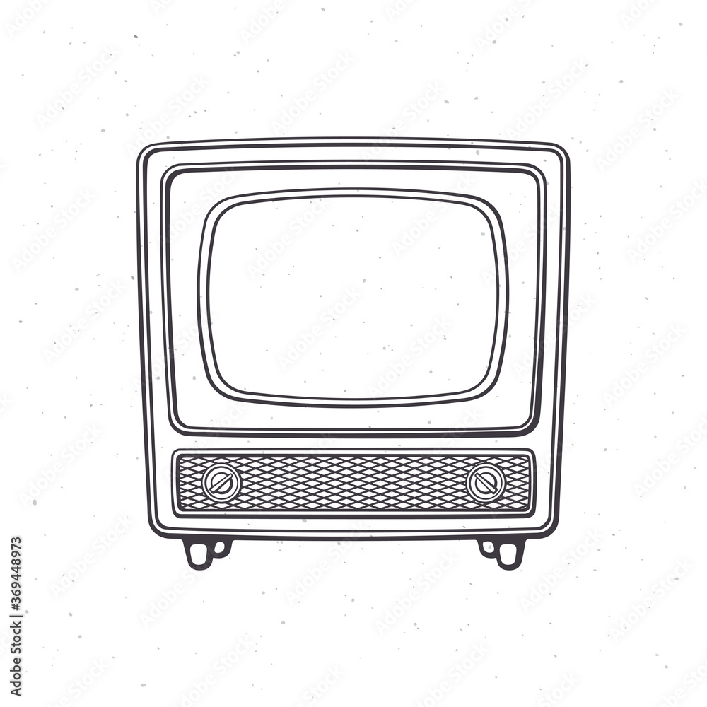Image vectorielle Stock Analogue retro TV with wooden body, signal and ...