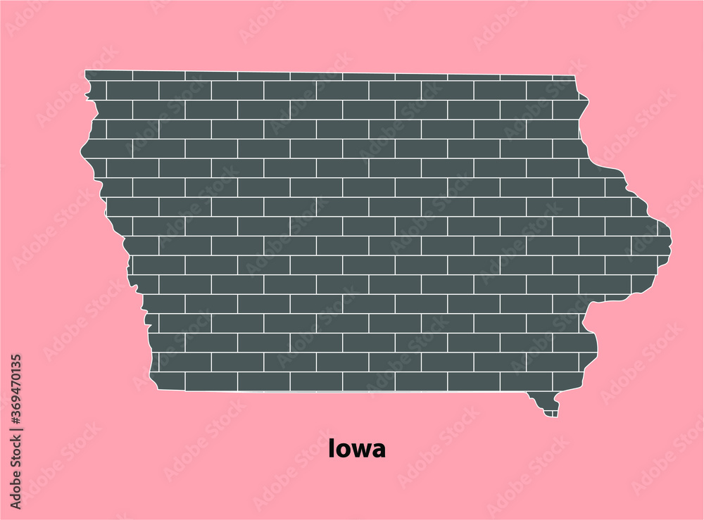 Bricked texture map of United State Lowa Isolated on Light Brown ...