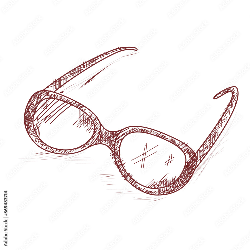 Glasses. vector. Hand drawing. School supplies. Accessories for the ...