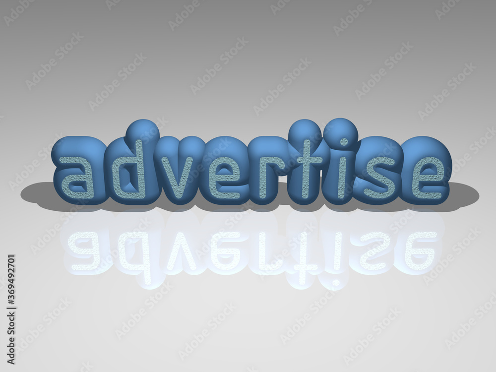 advertise 3D text illustrated with light perspective and shades, a ...