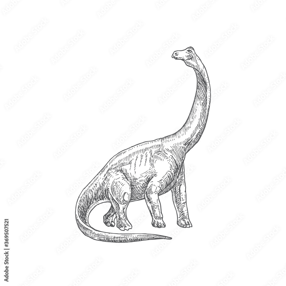 Prehistoric Dinosaur Doodle Vector Illustration. Hand Drawn ...