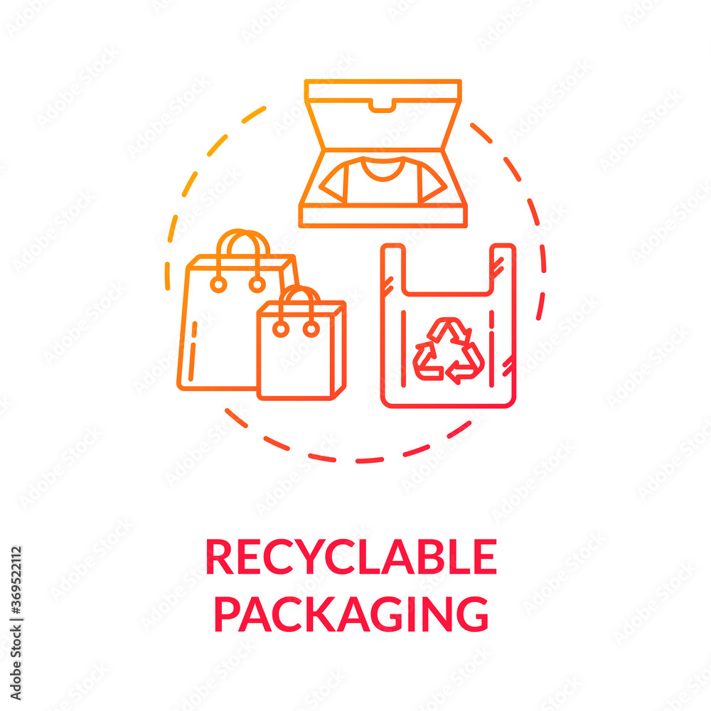 Recyclable packaging red gradient concept icon. Zero waste pack ...