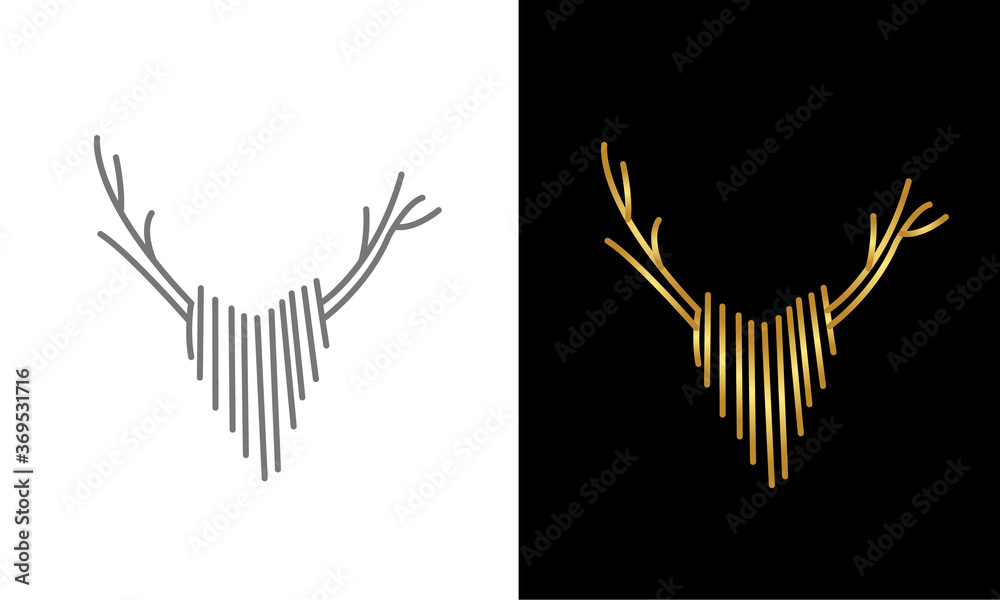 Minimal gold Deer logo with line art .vintage labels, badges logo ...