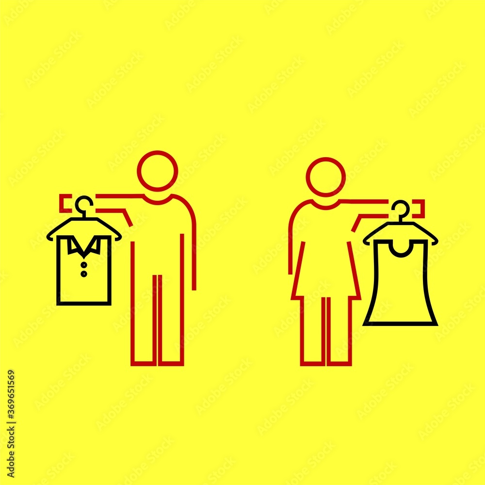 Fitting room sign. Changing room icon. Dressing room design concept ...