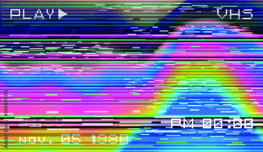 Retro VHS background with Glitch art effect. Vector illustration in ...