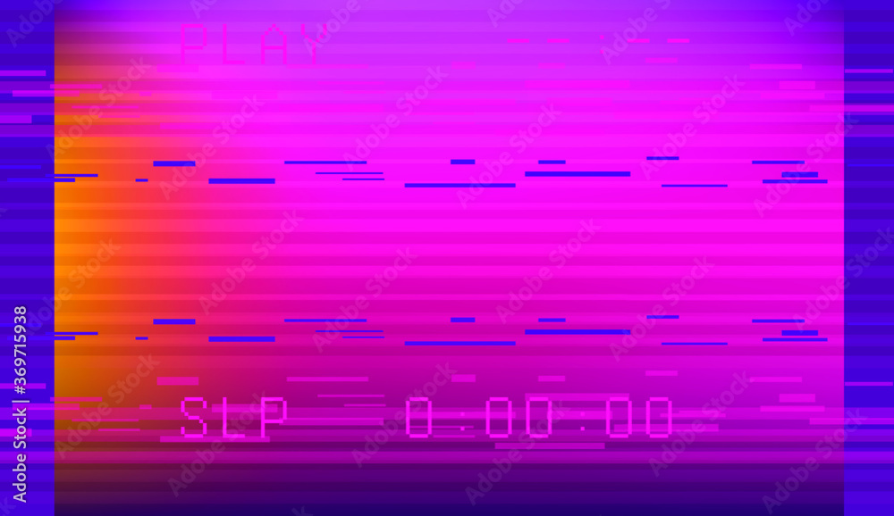 Retro VHS background with Glitch art effect. Vector illustration in ...