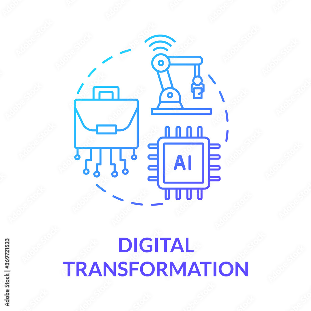 Digital transformation blue gradient concept icon. Artificial ...
