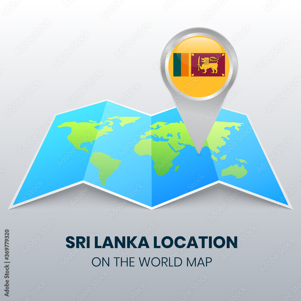 Location icon of Sri Lanka on the world map, Round pin icon of Sri ...
