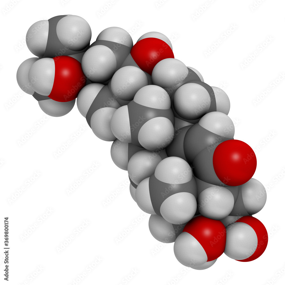 Ecdysone insect molting prohormone. 3D rendering. Atoms are represented ...