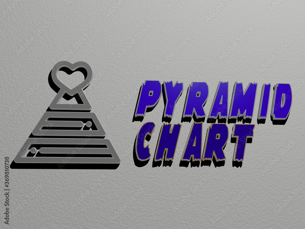 3D graphical image of PYRAMID CHART vertically along with text built by ...