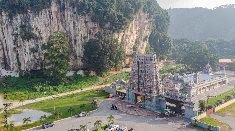 Aerial view of Kallumalai Arulmigu Subramaniyar Temple, a Hindu temple ...