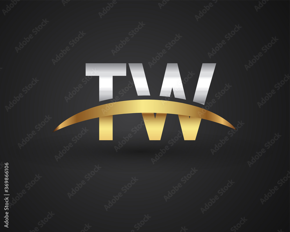 Image vectorielle Stock TW initial logo company name colored gold and ...