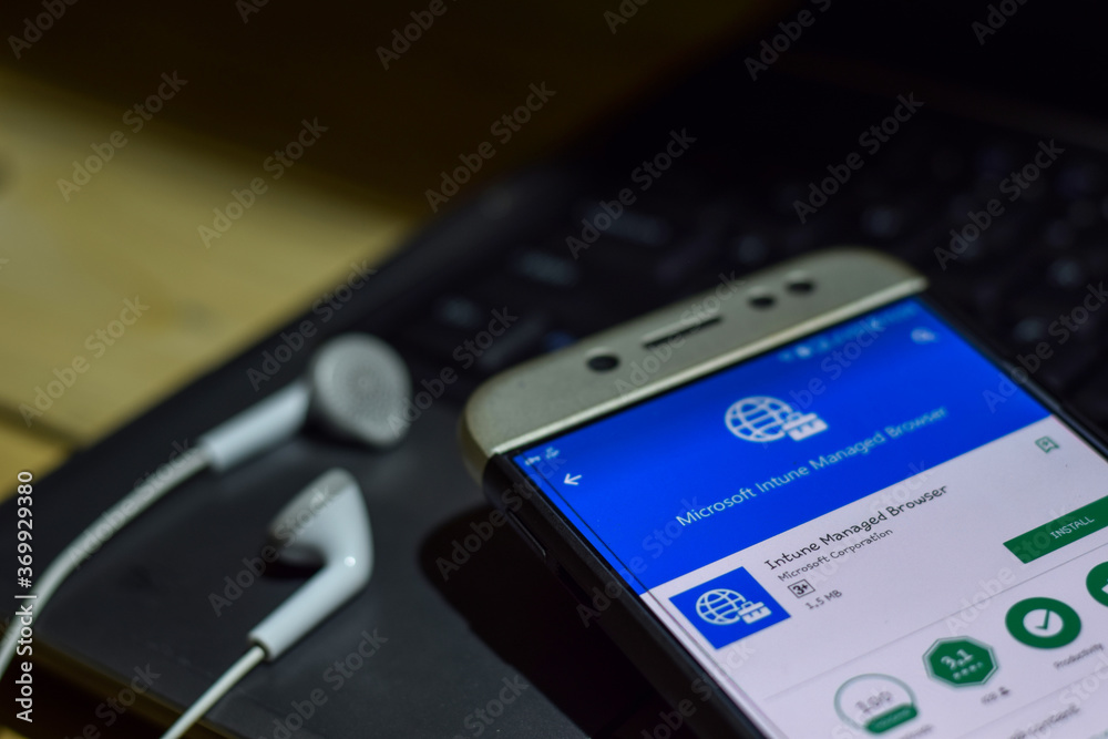 Intune Managed Browser dev app on Smartphone screen. Managed Browser is ...
