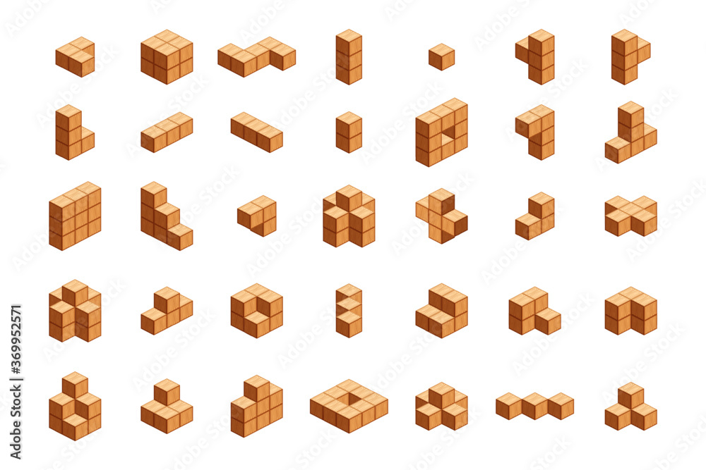 wooden cubes isometric for children learning, wood cubes sample with ...