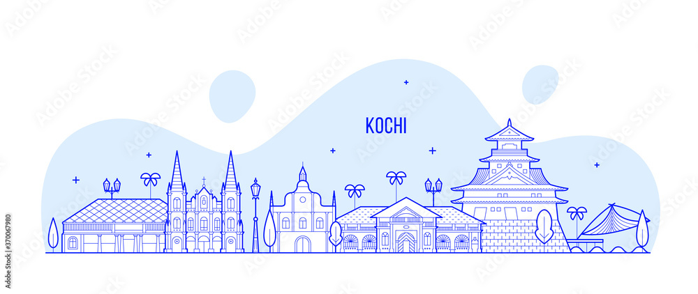 Kochi skyline India Trendy vector linear style Stock Vector | Adobe Stock