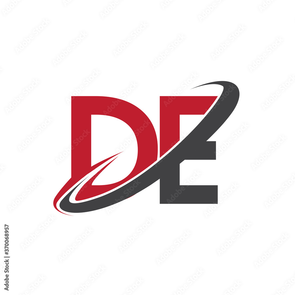 DE initial logo company name colored red and black swoosh design ...