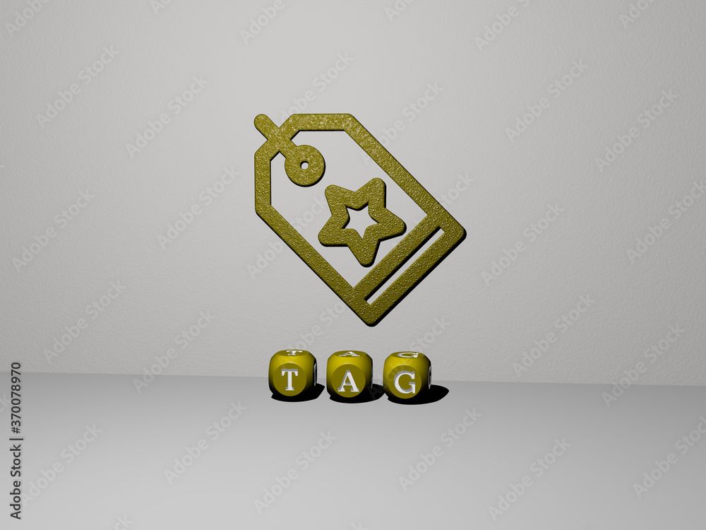 3D graphical image of TAG vertically along with text built by metallic ...