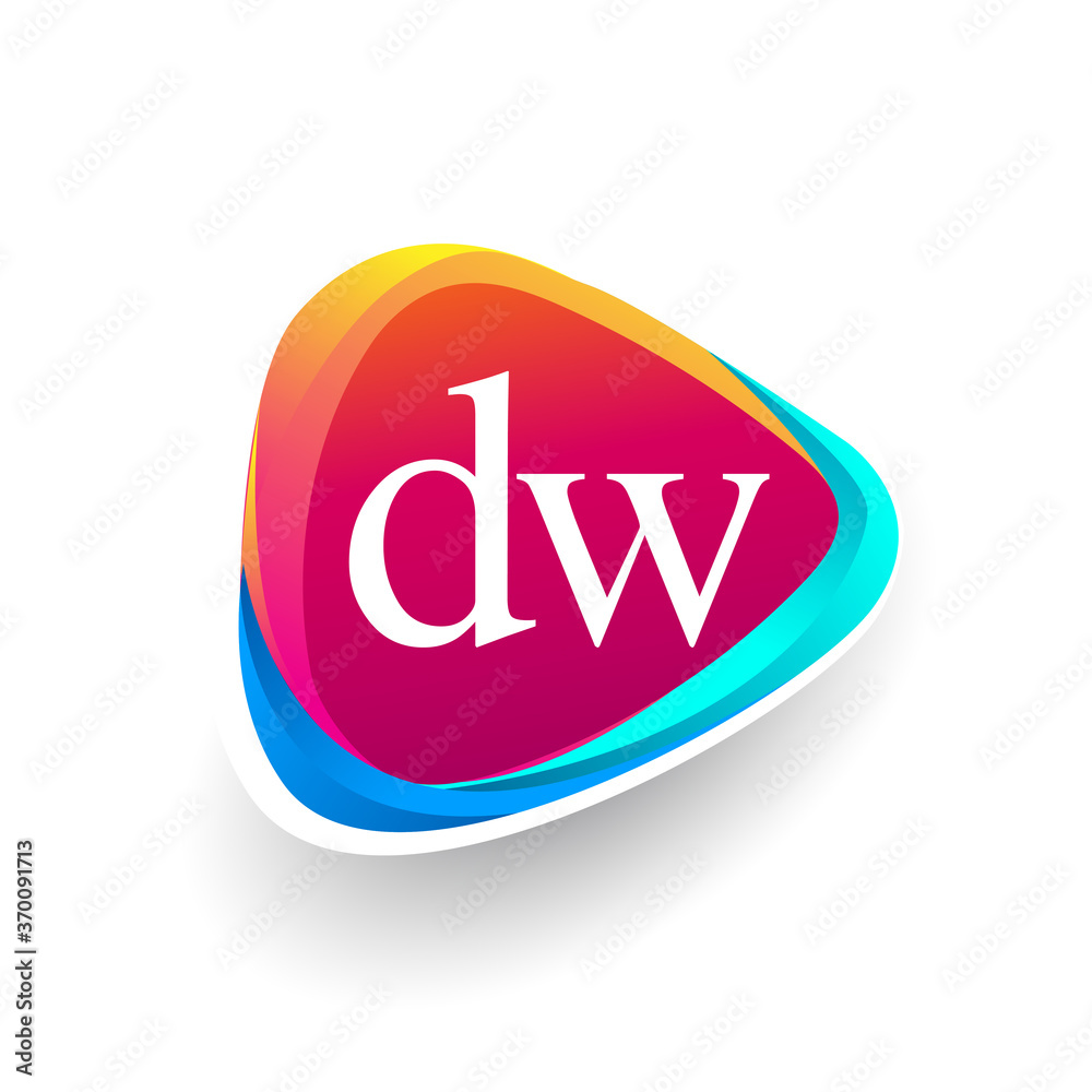 Letter DW logo in triangle shape and colorful background, letter ...